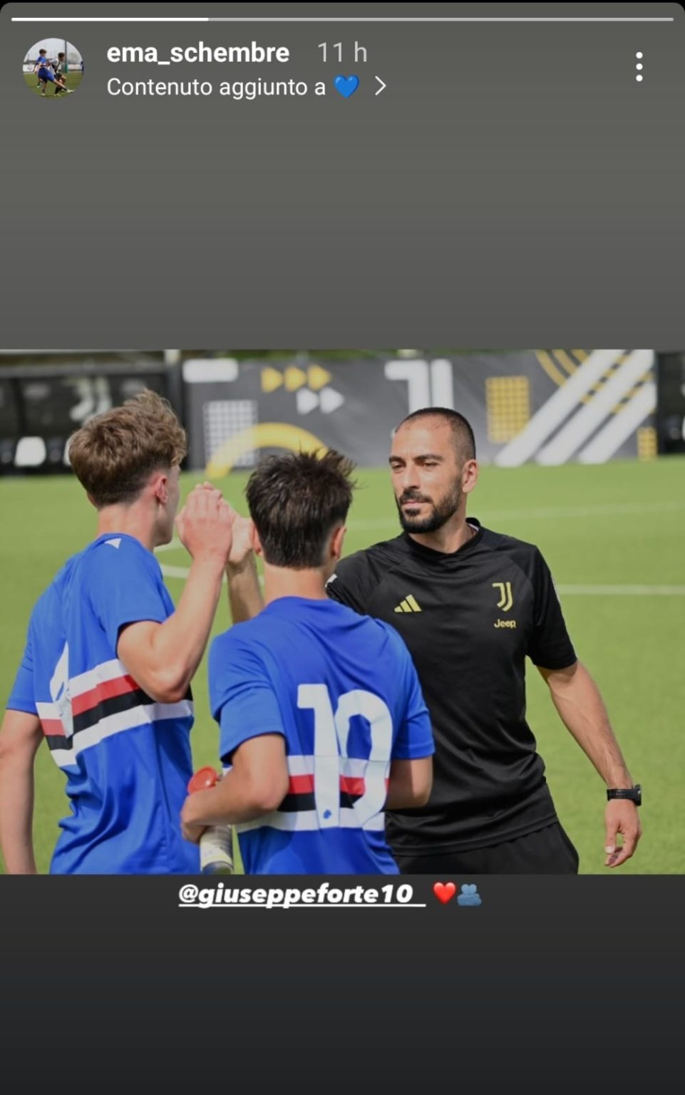 Sampdoria Under 15, la foto di Schembre con Forte al termine del match ...